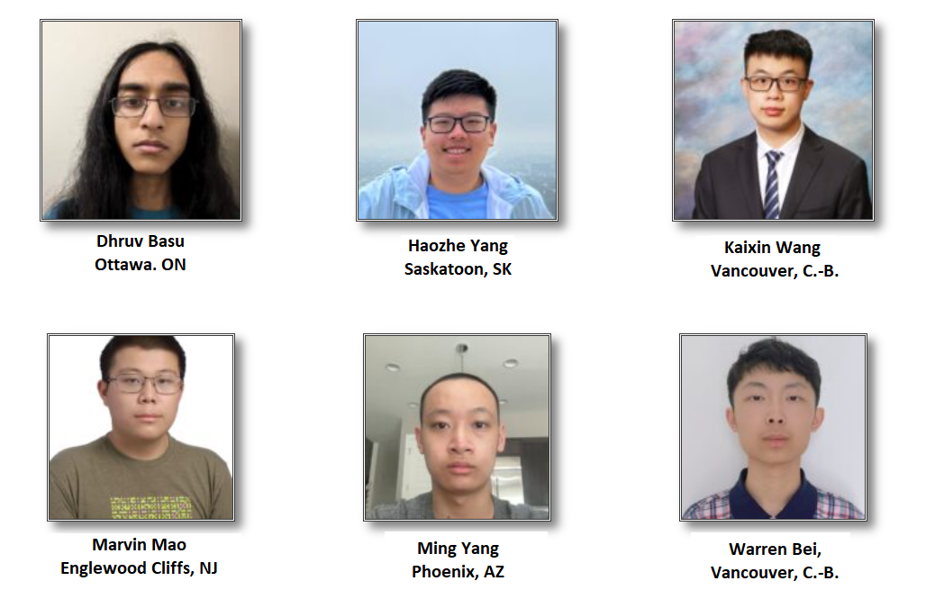 SIX « MATHLÈTES » SÉLECTIONNÉS POUR L’ÉQUIPE MATH CANADA 2023 – CMS-SMC